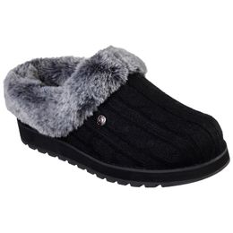 Pantoffel Skechers "KEEPSAKES - ICE ANGEL", Damen, Gr. 37, schwarz (schwarz, grau), Textil, Schuhe, Hausschuh in Strick-Optik