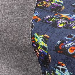 buttinette Alpenfleece "Monstertruck", blau-color