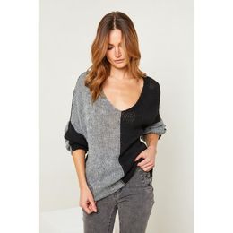 Joséfine Pullover "Josef" in Schwarz/ Grau - 61% | Größe XL | Damen-pullover-cardigans