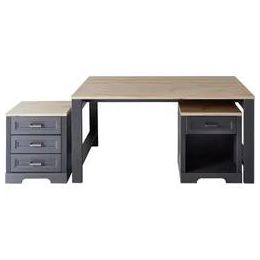 Rollcontainer Innostyle, grau (graphit, absetzung artisan eiche), B:54cm H:62cm T:39cm, ABS-Kunststoff, Dekorfolie, Hartfaserplatte, Kunststoff, Spanplatte, Rollwagen