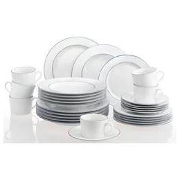Kombiservice RETSCH ARZBERG "Geschirr-Set, Service Heike Blaurand", weiß (weiß, blau), 30 Stk., Porzellan, Geschirr-Sets, Made in Germany, 30 Teile, für 6 Personen