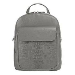 Cityrucksack CLUTY, Gr. B/H/T: 26cm x 22cm x 9cm, onesize, grau, Leder, Rindsleder, Rucksäcke, echt Leder, Made in Italy
