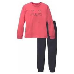 Pyjama Vivance, M&auml;dchen, Gr. 122/128, schwarz (hummer, anthrazit, meliert), Jersey, Obermaterial: 100% Baumwolle, bedruckt, Basic, l&auml;ssig geschnitten, Rundhals, angesetztes B&uuml;ndchen, Homewear-Sets Pyjama, Schlafanzug in langer Form mit Cat Print
