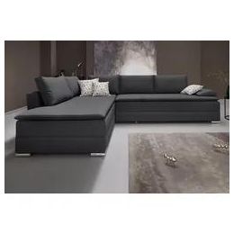 Ecksofa Home Affaire "Night & Day L-Form, B: 324 cm, Dauer-Schlaffunktion und Armlehne", anthrazit, B:324cm H:95cm T:218cm, Struktur ( 100% Polyester);Luxus-Microfaser (100% Polyester), Sofas, Ecksofa, Bettfunktion & Bettkasten, Boxspringbett 180x200 cm, Topseller