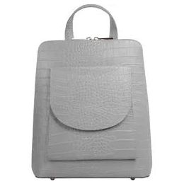 Cityrucksack CLUTY, Gr. B/H/T: 28cm x 23cm x 8cm, onesize, grau, Leder, Rindsleder, Snakeprint, Rucksäcke, echt Leder, Made in Italy