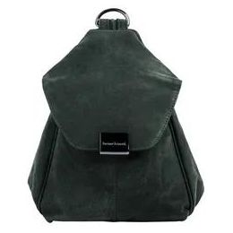 Cityrucksack Bruno Banani, Damen, Gr. B/H/T: 25cm x 20cm x 9cm, onesize, gr&uuml;n, Leder, Rindsleder, unifarben, Rucks&auml;cke Cityrucksack, echt Leder