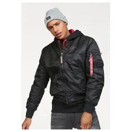 Bomberjacke Alpha Industries "MA-1 VF59 LONG", Herren, Gr. S, schwarz, Web, Obermaterial: 100% Nylon. Futter: 100% Nylon. Wattierung: 100% Polyester, unifarben, schmal, Rippstrickbündchen, Jacken, gefüttert