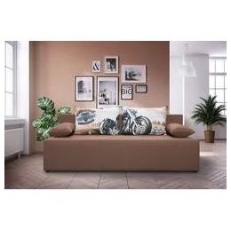 3-Sitzer exxpo - SOFA FASHION "Tabou Motorrad Schlafsofa", braun (braun, natur), B:193cm H:88cm T:85cm, Sofas, mit Schlaffunktion und Bettkasten, inkl. loser Zier- und R&uuml;ckenkissen
