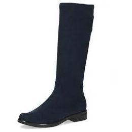 Schlupfstiefel Caprice, Damen, Gr. 38, XS-Schaft, blau (dunkelblau), Textil, unifarben, Schuhe Schlupfstiefel, Blockabsatz, Langschaftstiefel in klassischer Linie, XS Schaft