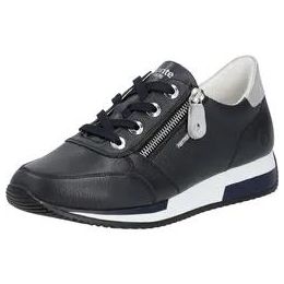 Keilsneaker Remonte, Damen, Gr. 40, blau (nachtblau, ice), Leder, kontrastfarbene Details, Schuhe Sneaker, Freizeitschuh, Halbschuh, Schnürschuh in schmaler Form