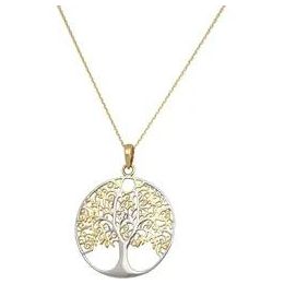 Kette mit Anh&auml;nger Firetti "Schmuck Geschenk Silber 925 Halsschmuck Halskette Ankerkette Baum", gold (silberfarben, gelbgoldfarben), Halsketten, Damen, Silber 925 (Sterlingsilber), L: 45