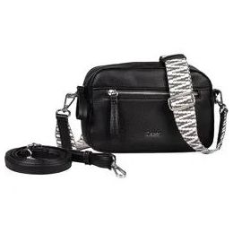 Handtasche Gabor "Silena", Damen, Gr. B/H/T: 22cm x 15cm x 7cm, schwarz, Polyurethan, clean, gepflegt, geprägtes Muster, unifarben, Taschen, hochwertig gewebte Gurtband und ein filigranes Logo