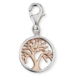 Charm-Einhänger Engelsrufer "LEBENSBAUM, ERC-LILTREE-BICOR", rosa (silberfarben, roségoldfarben), Charms, Damen, Silber 925 (Sterlingsilber)