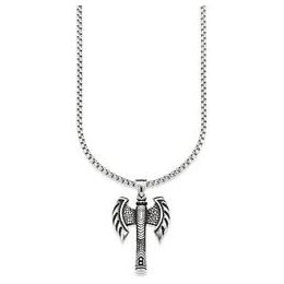 Kette mit Anhänger Bruno Banani "Schmuck Geschenk Halskette Doppel Axt Kreuz Venezianerkette Silber", silber (edelstahlfarben), Halsketten, Herren, Edelstahl, L: 55 B: 3mm, B:3mm