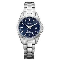 Funkuhr Citizen, silber (silberfarben), Armbanduhren, Damen, Armbanduhr, Damenuhr, Solar, Edelstahlarmband, Saphirglas, Datum
