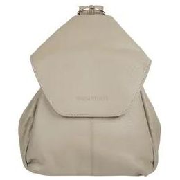 Cityrucksack Bruno Banani, Gr. B/H/T: 20cm x 27cm x 12cm, onesize, beige, Leder, Rindsleder, Rucksäcke, echt Leder