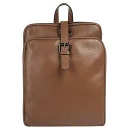 Cityrucksack CLUTY, Gr. B/H/T: 32cm x 25cm x 8cm, onesize, braun (cognac), Leder, Rindsleder, Rucksäcke, echt Leder, Made in Italy