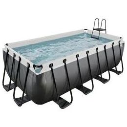 Framepool EXIT, schwarz, B:200cm H:122cm L:400cm, Schwimmbecken, BxLxH: 200x400x122 cm, mit Sandfilteranlage und Leiter