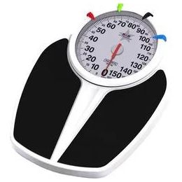 Personenwaage Bischof "Peso Plus", schwarz (schwarz, weiß), B:32cm H:7cm T:43cm, Personenwaagen, mit 4 Gewichtsmarkern