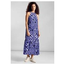 Maxikleid Street One, Damen, Gr. 42, EURO-Gr&ouml;&szlig;en, blau (violet blau), Stoff, 100% Viskose, bedruckt, gerade lang, Rundhals, B&uuml;ndchen, Kleider Maxikleid, aus Viskose