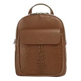 Cityrucksack CLUTY, Damen, Gr. B/H/T: 26cm x 22cm x 9cm, onesize, braun (cognac), Leder, Rindsleder, Rucks&auml;cke Cityrucksack, echt Leder, Made in Italy