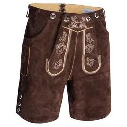 Trachtenlederhose Alessandro Salvarini "ASLederiio", Herren, Gr. 48, Normalgr&ouml;&szlig;en, braun (dunkelbraun), 100% Rindsleder, Hosen, Aus echtem Leder inkl. Tr&auml;ger