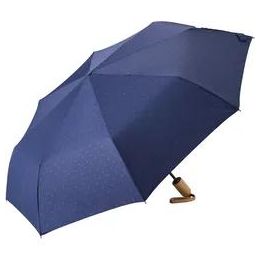 Taschenregenschirm Euroschirm "Taschenschirm 32P7, Punkte pink", blau (marine, pink), Bezug: 100% Polyester, gepunktet, Regenschirme, marineblau, Punkte pink, kompakte Größe, Automatik, Buche Holzgriff
