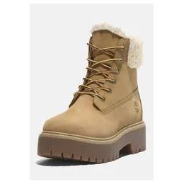 Winterboots Timberland "STONE STREETMID WARM LINED WATERPROOF BOOT", Damen, Gr. 40, braun (wheat nubuck), Leder, Textil, Schuhe, Snowboots, Winterstiefel, Winterschuhe, wasserdicht und gefüttert