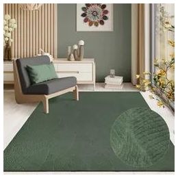 Teppich the carpet "Rio", gr&uuml;n, B:80cm H:8mm L:300cm, Polyester, Teppiche, Teppich, weicher Wohnzimmer Teppich rutschfest 3D-Optik