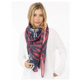 Modetuch Zwillingsherz "Anker Moin", Damen, blau (jeansblau), Feinstrick, Baumwollmischung, Modet&uuml;cher, K&uuml;stenfeeling, Baumwollmischung, Feinstrick, Schriftzug, maritim