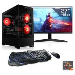 CSL Gaming-PC-Komplettsystem "AeroVision V24366", Energieeffizienz: E (A-G), schwarz, Microsoft Windows 11 Home (64 Bit), 32 GB RAM 1.000 GB SSD, Computer_Komplettsysteme