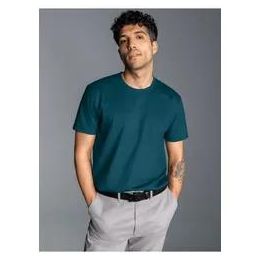 T-Shirt TRIGEMA "TRIGEMA Slim Fit T-Shirt aus DELUXE Baumwolle", Herren, Gr. XL, blau (petrol), 100% Baumwolle, Basic, Shirts