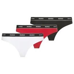String HUGO UNDERWEAR "TRIPLET THONG STRIPE", Damen, Gr. L, bunt (open miscellaneous 968), Jersey, Obermaterial: 95% Baumwolle, 5% Elasthan, Unterhosen, elastischer Bund mit Logo, enganliegend