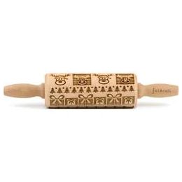 Teigroller Folkroll "3D-Motiv-Teigrolle", braun, L:23cm, Massivholz, Teigroller, Christmas Joy