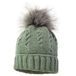 Strickmütze MaxiMo, Baby, Gr. 51, grün, Strick, Materialmix, unifarben, Mützen, angenehmer Materialmix, gefüttert, Bommel, breiter Umschlag