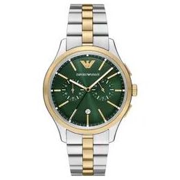 Chronograph Emporio Armani, gold (edelstahlfarben, gelbgoldfarben), Armbanduhren, Herren, Quarzuhr, Armbanduhr, Herrenuhr, Edelstahlarmband, analog, Tag