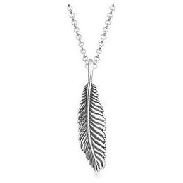Kette mit Anhänger Kuzzoi "Herren Feder Vogel 925 Silber", silber, Halsketten, Herren, 55, ohne Stein, Silber 925 (Sterlingsilber), L: 55