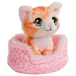 Kuscheltier Nici "Little Paws, Katze rot getigert, 12 cm, im Körbchen rosa", rot, Plüschfiguren, KinderB:11cm H:12cm L:10cm, B:11cm H:12cm L:10cm