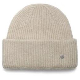 Strickmütze Pearlwood "ZOE", Damen, cappuccino, Feinripp, Materialmix, unifarben, Mützen, Feinripp, wärmend, breiter Umschlag