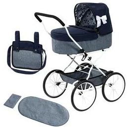 Puppenwagen BAYER "nostalgisch", weiß (schleife blau, weiß), Puppenwagen, KinderB:44,5cm H:80cm T:67cm, Kunststoff, Metall, Polyester, inklusive Umhängetasche, B:44,5cm H:80cm T:67cm