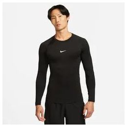 Trainingsshirt Nike "PRO DRI-FIT MEN'S LONG-SLEEVE TOP", Herren, Gr. S, schwarz-weiß (schwarz, weiß), Obermaterial: 90% Polyester, 10% Elasthan, normal, Shirts