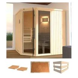 Sauna Weka "Varberg 3", beige (natur), ohne Ofen, (ohne Ofen), Saunen, ohne Ofen