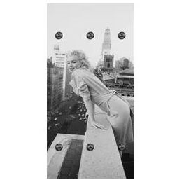 Wandgarderobe queence "Marilyn Monroe in New York", grau, B:50cm H:100cm T:2cm, Acrylglas, Garderobenpaneele, Wandpaneel aus Acrylglas inkl. 6 Edelstahlhaken in schwarz matt