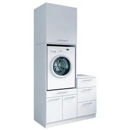 Mehrzweckschrank-Set LAUNDREEZY "Laundreezy, 3-tlg. Mehrzweckschrank-Set B/H/T 118/238/68 cm", weiß matt, B:118cm H:238cm T:68cm, Holzwerkstoff, Kastenmöbel-Sets, Breite 118 cm, Soft-Close-Funktion für Türen