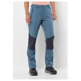 Trekkinghose Jack Wolfskin "HIKING ALPINE PANTS W", Damen, Gr. 34, Normalgrößen, blau (elemental, blau), 1. OBERSTOFF: 87% POLYESTER, 13% ELASTHAN; 2. OBERSTOFF: 86% POLYAMID, 14% ELASTHAN; 1.LINING: 100% POLYESTER, Hosen
