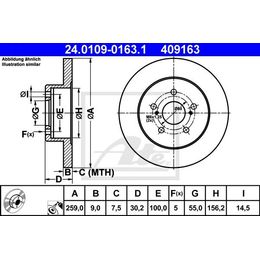 ATE Bremsen-Set VA + HA Bremsensatz, Scheibenbremse vorne hinten rechts links bel&uuml;ftet 255mm f&uuml;r LEXUS TOYOTA SUBARU 04466-47030 04466-21020 04466-760