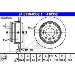 ATE Bremsensatz-Vorn und hinten Bremsensatz, Scheibenbremse vorne rechts links belüftet 262mm für HYUNDAI KIA 58101-1HA10 51712-1H000 51712-1H100 SG00