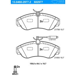 ATE Bremsbelagsatz, Scheibenbremse vorne rechts links für PEUGEOT FIAT CITROËN 77362209 425119 425452 13.0460-2977.2