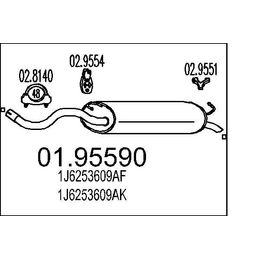MTS MARKENTECHNIKSERVICEGMBH & CO. KG MTS Endschalldämpfer für VW SEAT 1J6253609R 1J6253609AM 1J6253609AK 01.95590