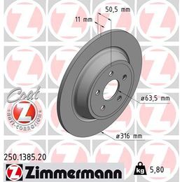 Zimmermann Bremsscheibe COAT Z hinten rechts links voll 316mm f&uuml;r FORD (CHANGAN) 5310798 2019881 250.1385.20